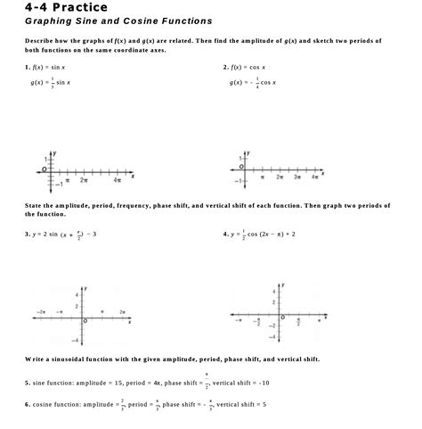 Solved Practice Graphing Sine And Cosine Functions Describe How The Course Hero