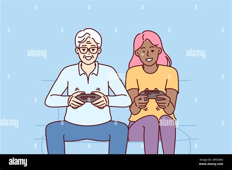 Diverse Couple Video Game Stock Vector Images Alamy