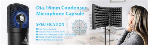 Maono AU A Condenser Microphone Kit Podcast Mic With Boom Arm Microphone Stand Black
