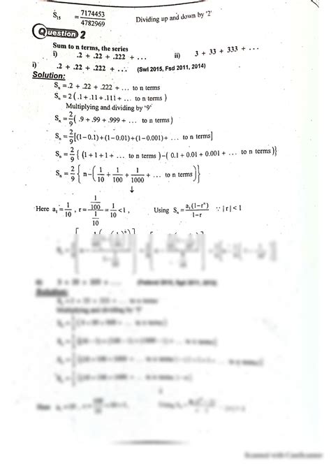 Solution Mathematics St Year Sequence And Series Exercise