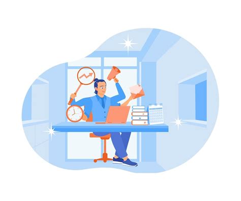 premium vector manager working in front of the laptop complete