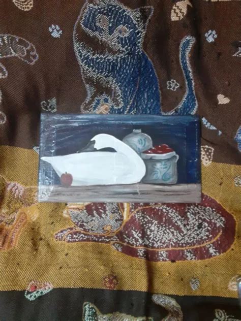 FOLK ART PAINTING On Wood Vintage Primitive Still Life With Bird Rustic