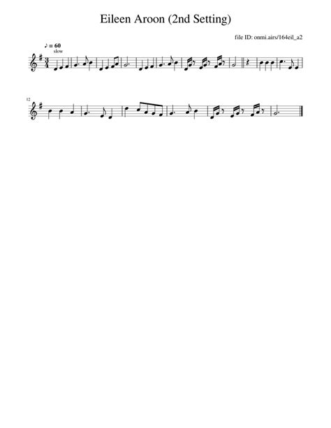 Eileen Aroon 2nd Setting Sheet Music For Piano Solo Easy