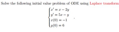 Solved Solve The Following Initial Value Problem Of Ode Chegg