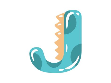 공룡 알파벳 문자 J 그림 프리미엄 벡터