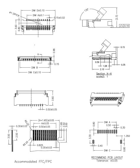 0 5pitch H1 0mm Right Angle Smt Type Fpc Ffc Connector
