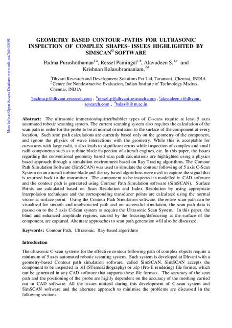 pdf geometry based contour paths for ultrasonic inspection of