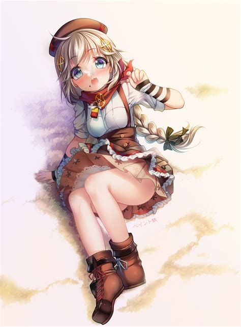 Safebooru 1girl Assault Rifle Blonde Hair Blue Eyes Blush Boots Braid