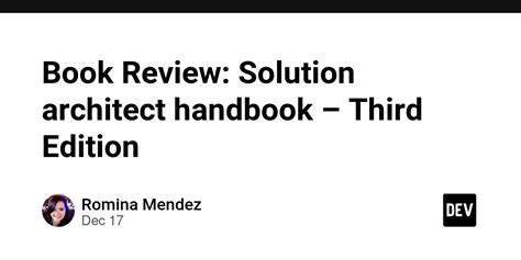 Book Review Solution Architect Handbook Third Edition Dev Community