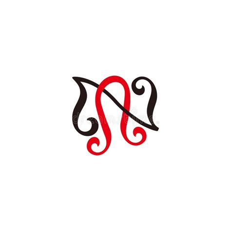 Letter Nn Simple Linked Colorful Curves Line Symbol Vector Stock Vector