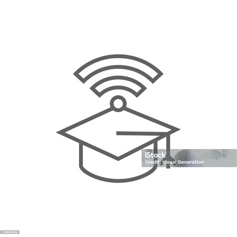 학사모 Wifi 팻말 꺾은선형 아이콘크기 공부에 대한 스톡 벡터 아트 및 기타 이미지 공부 교육 교육 시설 Istock