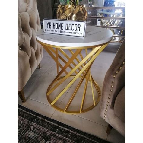 MEJA MARBLE DESIGN BESI SIDE TABLE IRON GOLD DECORATIVE Shopee Malaysia