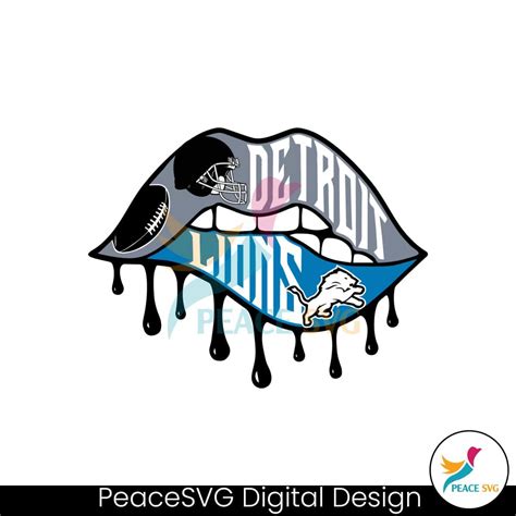 Detroit Lions Biting Dripping Lips Football Svg Clipart
