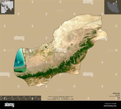 Golestan Province Of Iran Sentinel 2 Satellite Imagery Shape Isolated On Solid Background