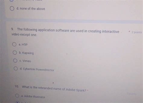 D None Of The Above 9 The Following StudyX