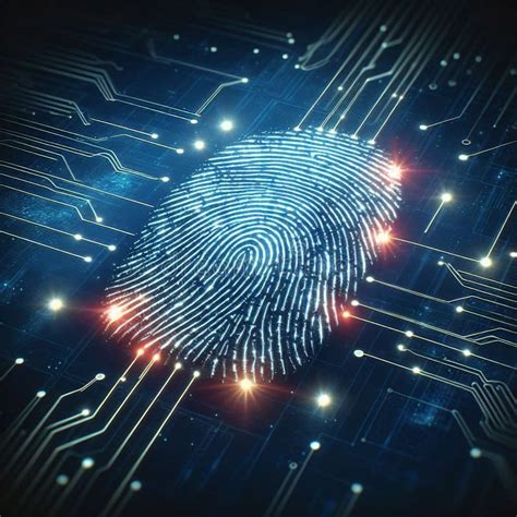 A Glowing Fingerprint On A Circuit Board Symbolizing Digital Security Stock Illustration
