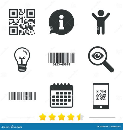 Icone Di Codice Di Qr E Di Antivari Simbolo Del Codice A Barre Di