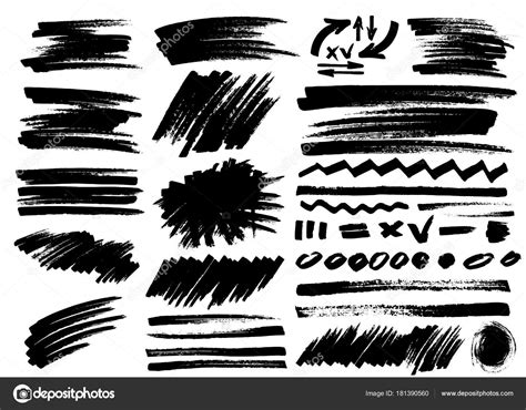 Set of marker brush stroke, abstract brush, sketch. Vector illustration ...