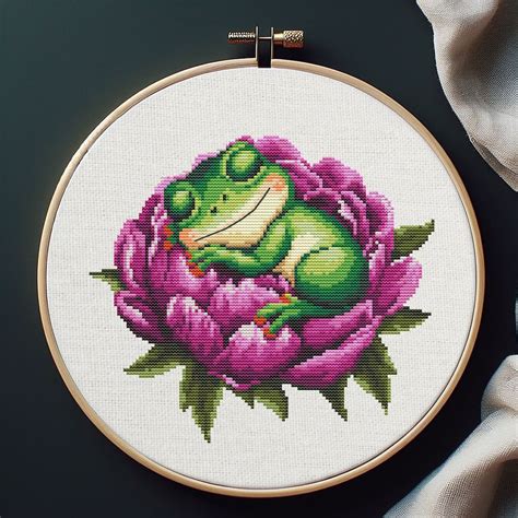Sleeping Frog Cross Stitch Pattern Cross Stitch Punto De Cruz Count