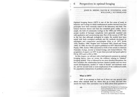 Pdf Perspectives In Optimal Foraging
