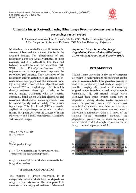 pdf uncertain image restoration using blind image deconvolution