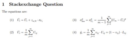Tables Horizontal Equations With Numbering In Left And Centering