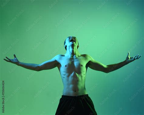 Close Up Portrait Of Fit Asian Male Model Shirtless With Muscles