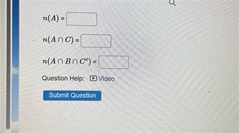 Solved The Venn Diagram Here Shows Thr Cardinality Of Each