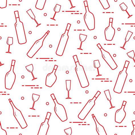 Pattern Of Wine Glasses And Bottles Of Wine Stock Vector