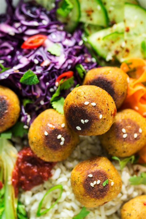 Vegan Asian Meatball Bowls At Potluck By
