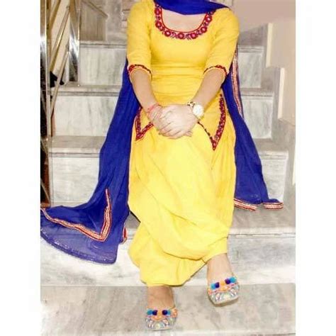 Cotton Casual Wear Mirror Work Patiala Suit At ₹ 2400piece In