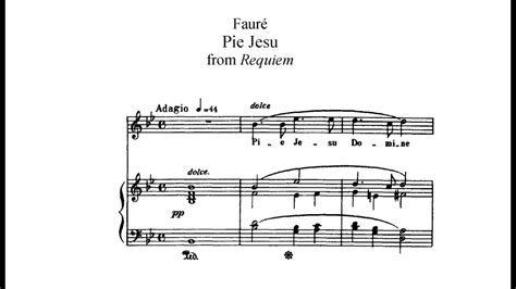 Pie Jesu G Faure Bb Major Piano Accompaniment Tempo About 60 Bpm
