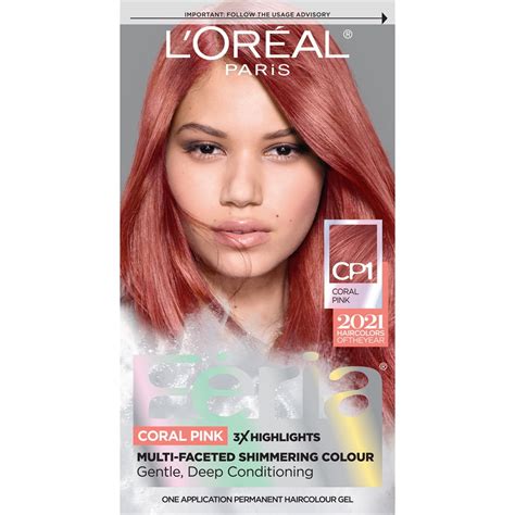 Loreal Paris Feria Dye Kit Permanent Hair Color Coral Pink Cp1