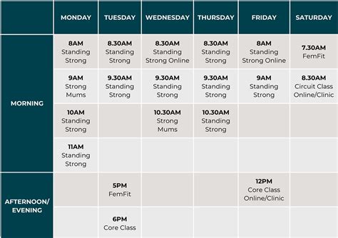 Group Exercise Class Timetable | Balanced Bodies Lifestyle Clinic | Sydney