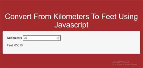 convert kilometers to feet with javascript