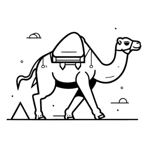 Premium Vector Camel In The Desert Vector Illustration In Flat