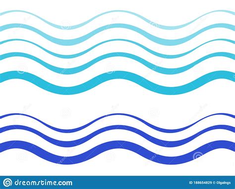 Waves Pattern Set Marine Design Element Stock Illustration