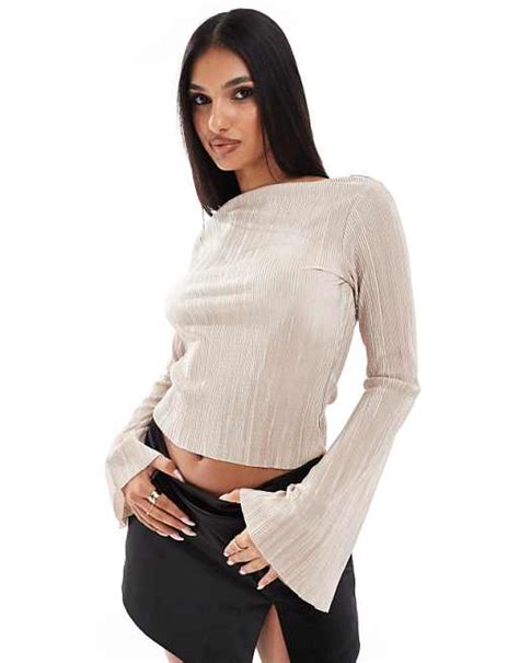 Asos Design Top Plissé à Encolure Bateau Et Manches Ange Ivoire Asos