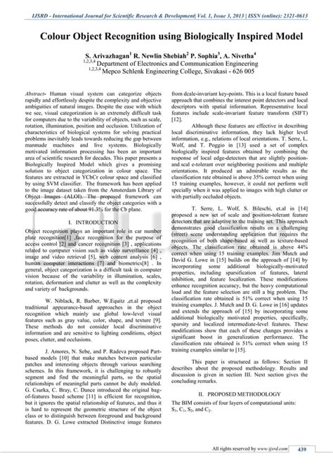 Colour Object Recognition Using Biologically Inspired Model Pdf