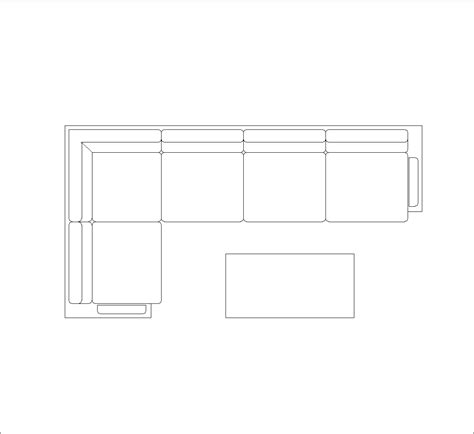 L Shape Sofa Side View Cad Block