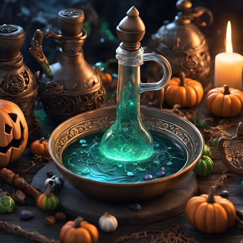 Equipment Used To Make Magic Potions For Witches On Halloween Night