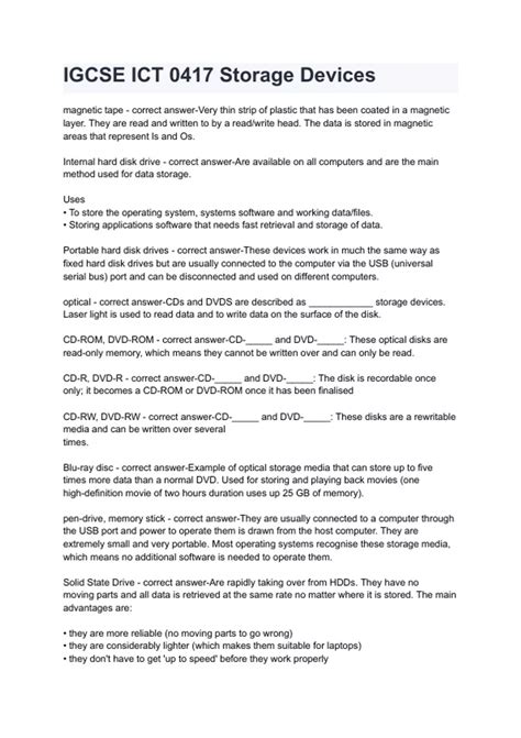 Igcse Ict 0417 Storage Devices Cambridge Igcse Ict Stuvia Us