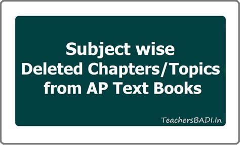 Subject Wise Deleted Chapters Topics From Ap Text Books Of Class Vi To X