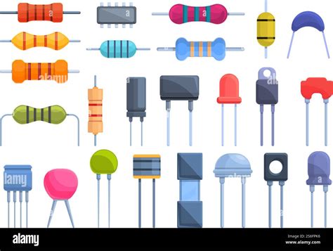 Resistor Icons Set Cartoon Set Of Resistor Vector Icons For Web Design Resistor Icons Set