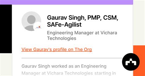 Gaurav Singh Pmp Csm Safe Agilist Engineering Manager At Vichara