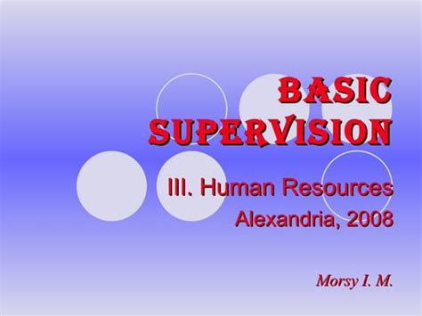 Basic Supervision Hr Ppt