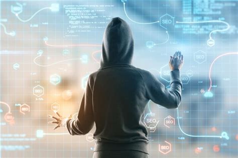 Premium Photo Hacker Using Abstract Interface With Glowing Seo