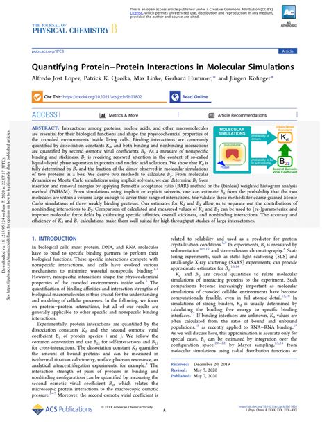 Pdf Quantifying Protein Protein Interactions In Molecular Simulations