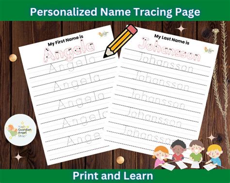 Personalized Name Tracing Page Customized Tracing Pad Name Etsy