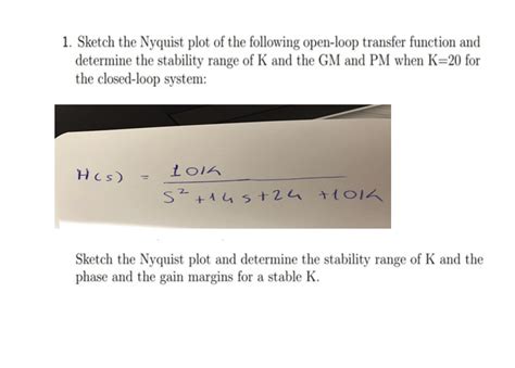 Solved 1 Sketch The Nyquist Plot Of The Following Open Loop